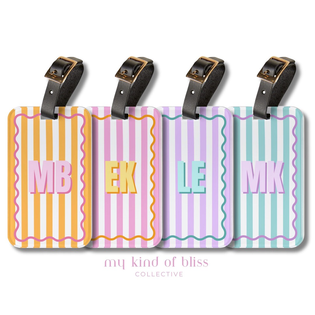 Personalized Monogram Luggage Tag Preppy Cute Initial Suitcase ...