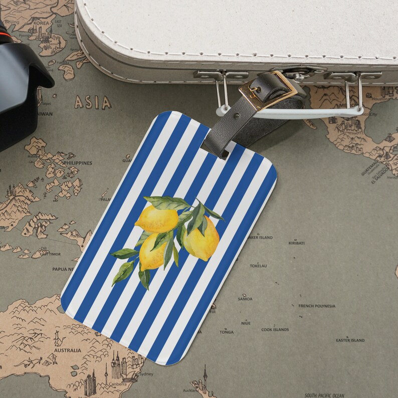 Lemon Luggage Tag: Striped Italian Summer Travel Accessory - Etsy