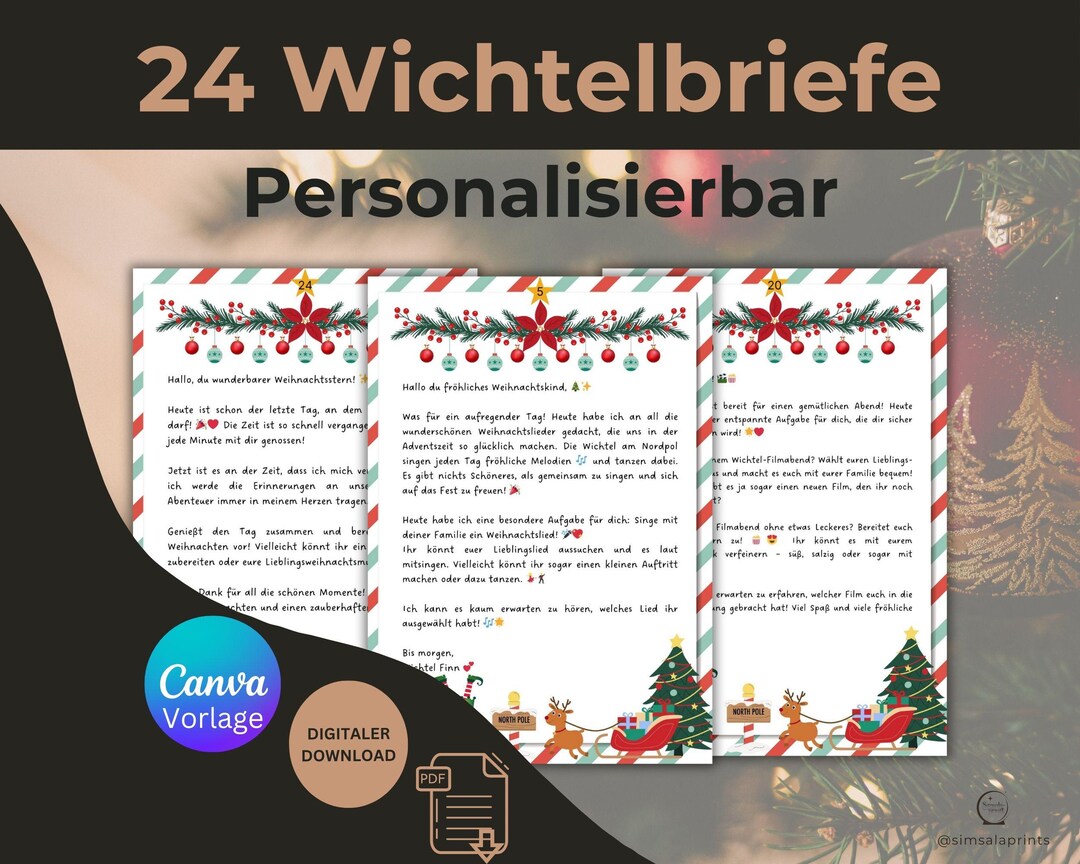 24 Secret Santa Letters Customizable | Canva Template | Secret Santa ...