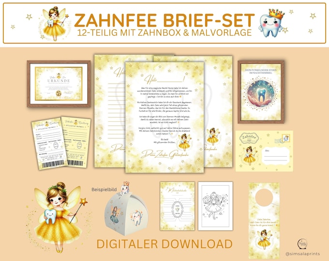 Zahnfee Brief | Zahnfee Urkunde | Post Zahnfee | Digitaler Download ...