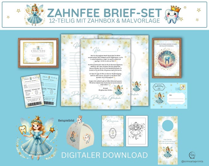 Zahnfee Brief | Zahnfee Urkunde | Post Zahnfee | Digitaler Download ...