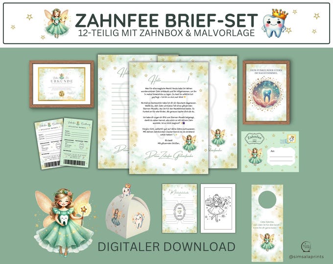 Zahnfee Brief | Zahnfee Urkunde | Post Zahnfee | Digitaler Download ...