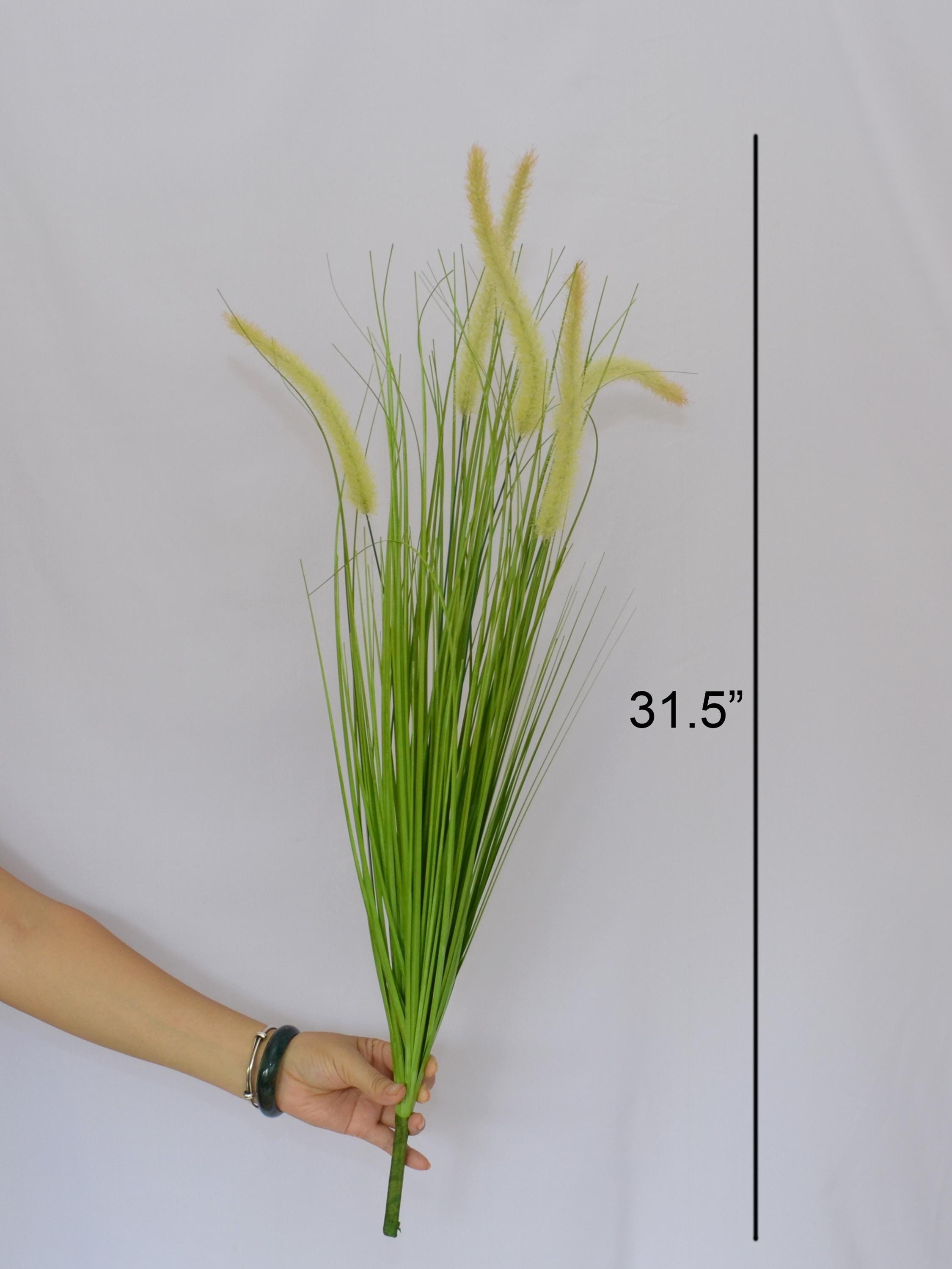 Artificial Fountain Grass Bush, Faux Foxtail Grass Stem, Greenery for Home Decor, Realistic ...