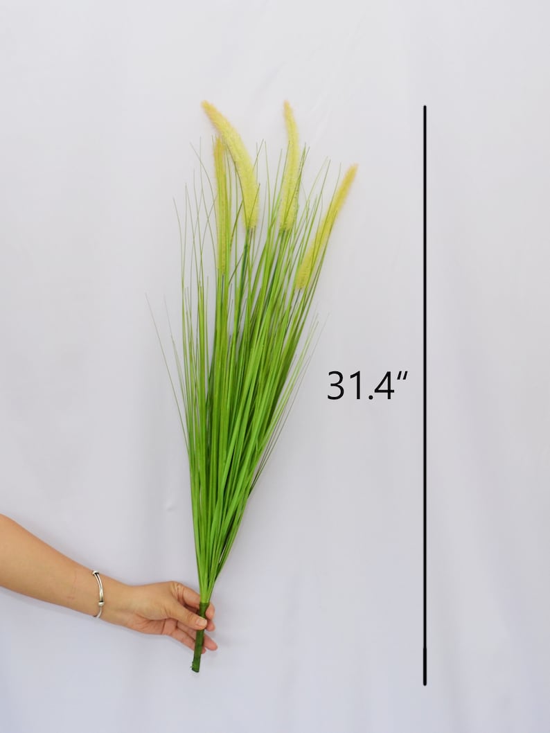 Artificial Setaria Viridis Plants With Leaves, Faux Green Foxtail, Realistic Grass Stems ...