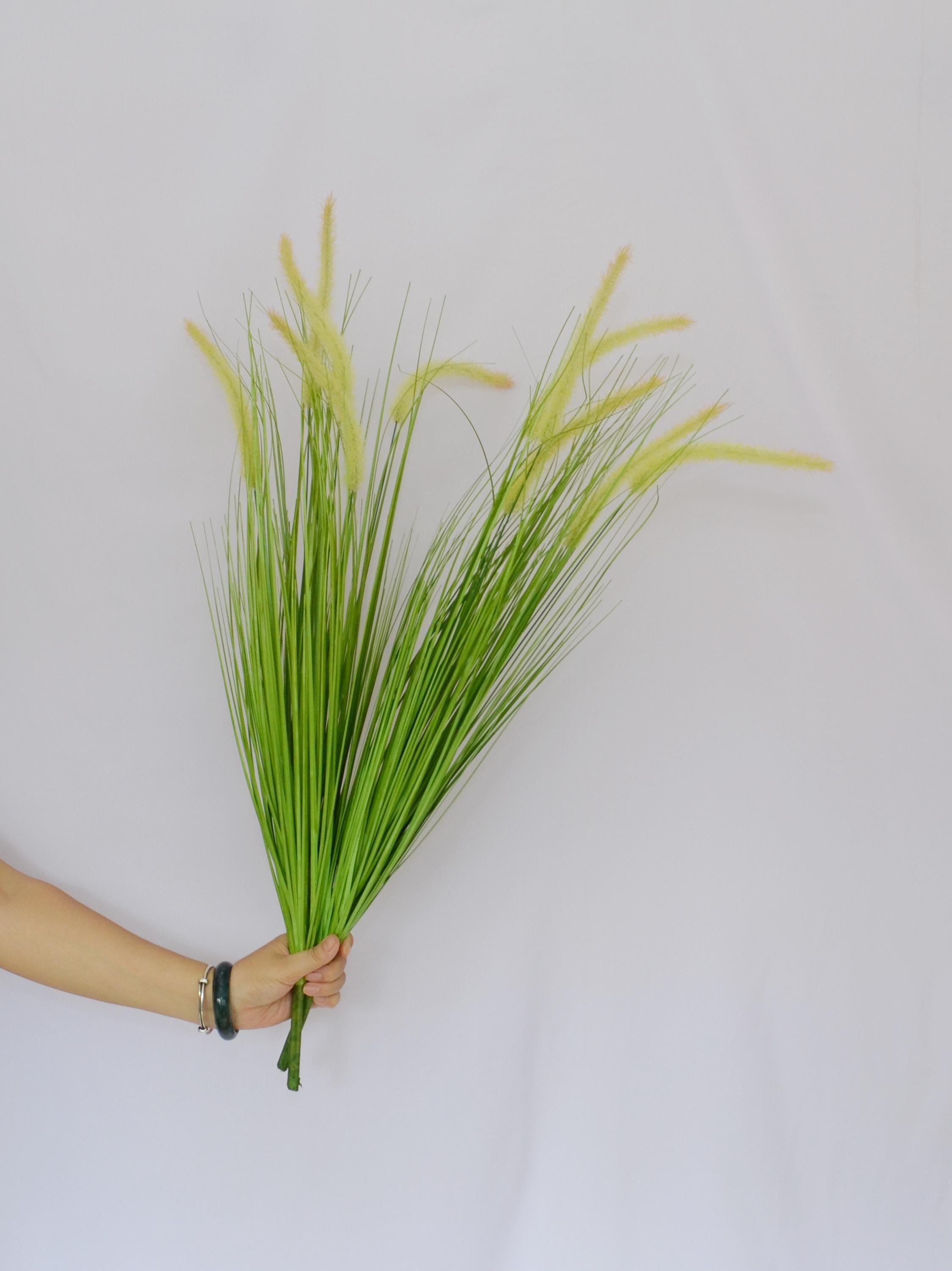 Artificial Fountain Grass Bush, Faux Foxtail Grass Stem, Greenery for Home Decor, Realistic ...