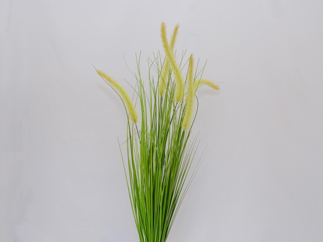 Artificial Fountain Grass Bush, Faux Foxtail Grass Stem, Greenery for Home Decor, Realistic ...