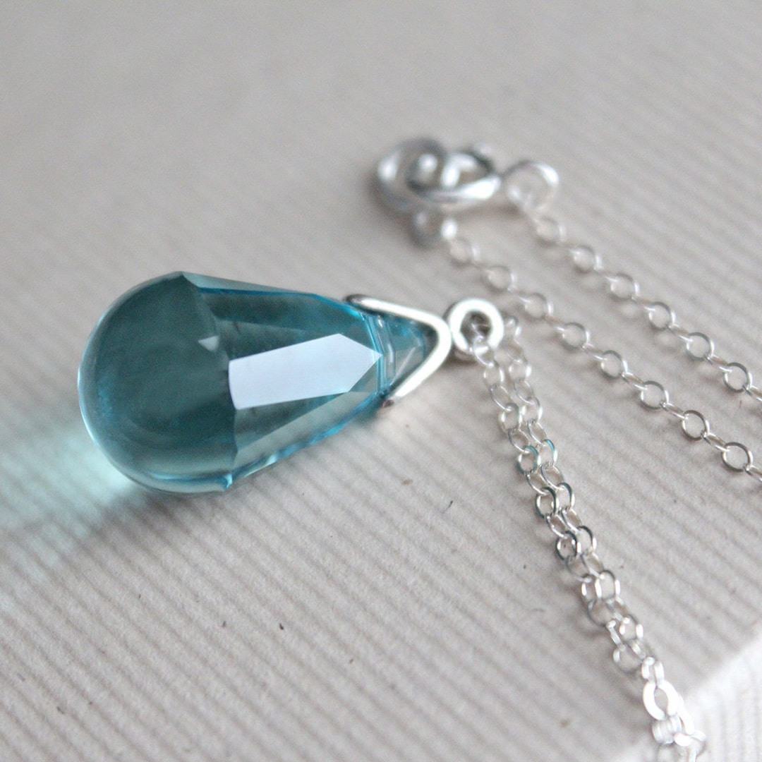 Light Turquoise Crystal & Sterling Silver Necklace Pendant Chain - Etsy.de