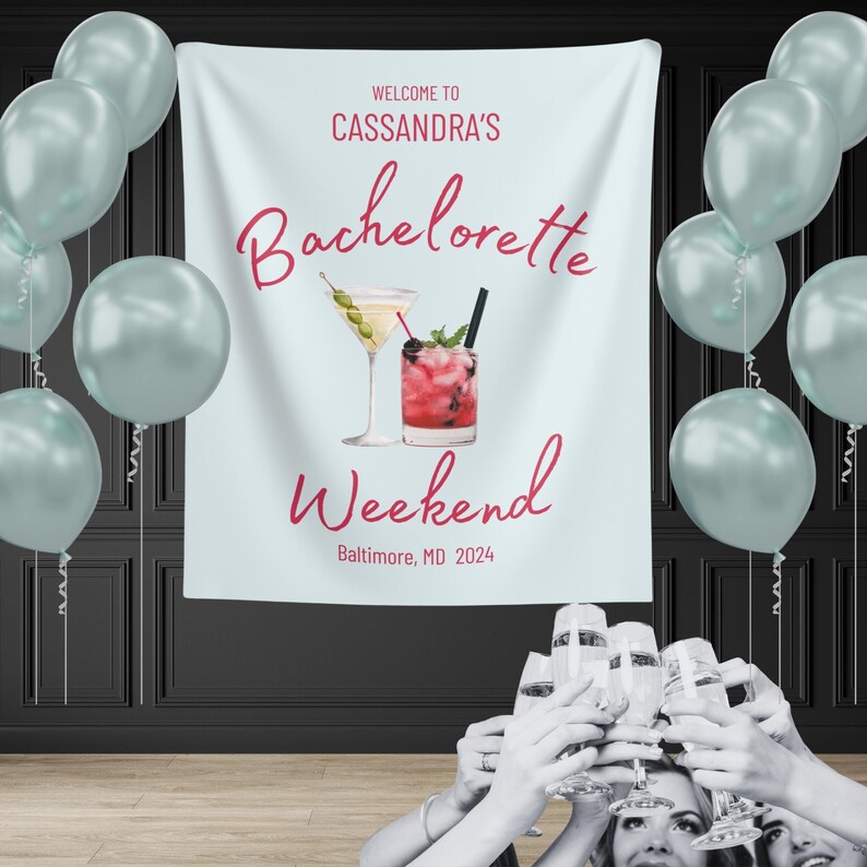 Personalized Party Garland Backdrop Bachelorette Banner Bach Party ...