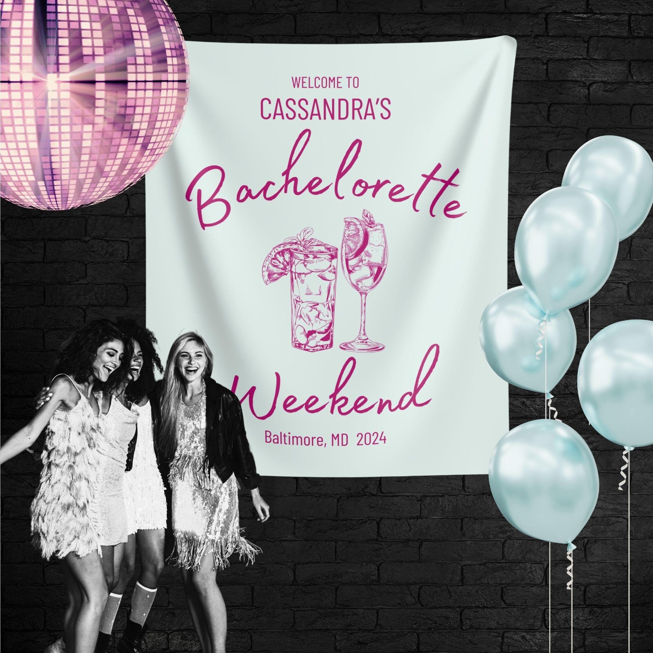 Personalized Party Garland Backdrop Bachelorette Banner Bach Party ...