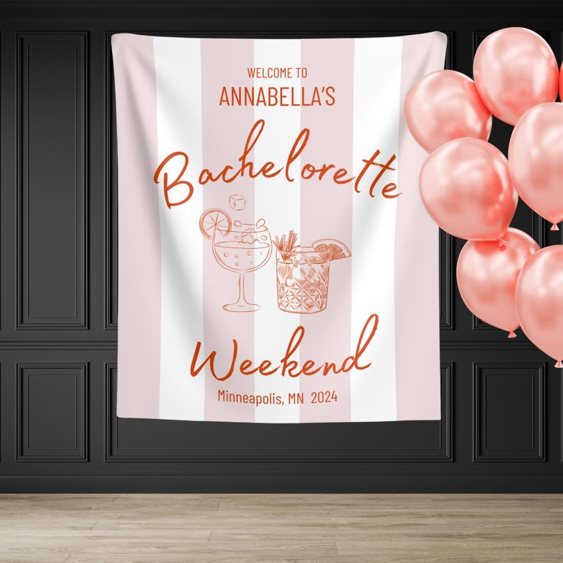 Personalized Party Garland Backdrop Bachelorette Banner Bach Party ...