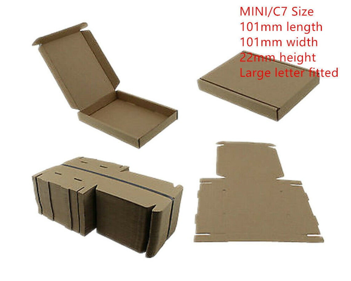 Royal Mail Mini PIP Box, 101x101x22mm Brown Large Letter Cardboard ...