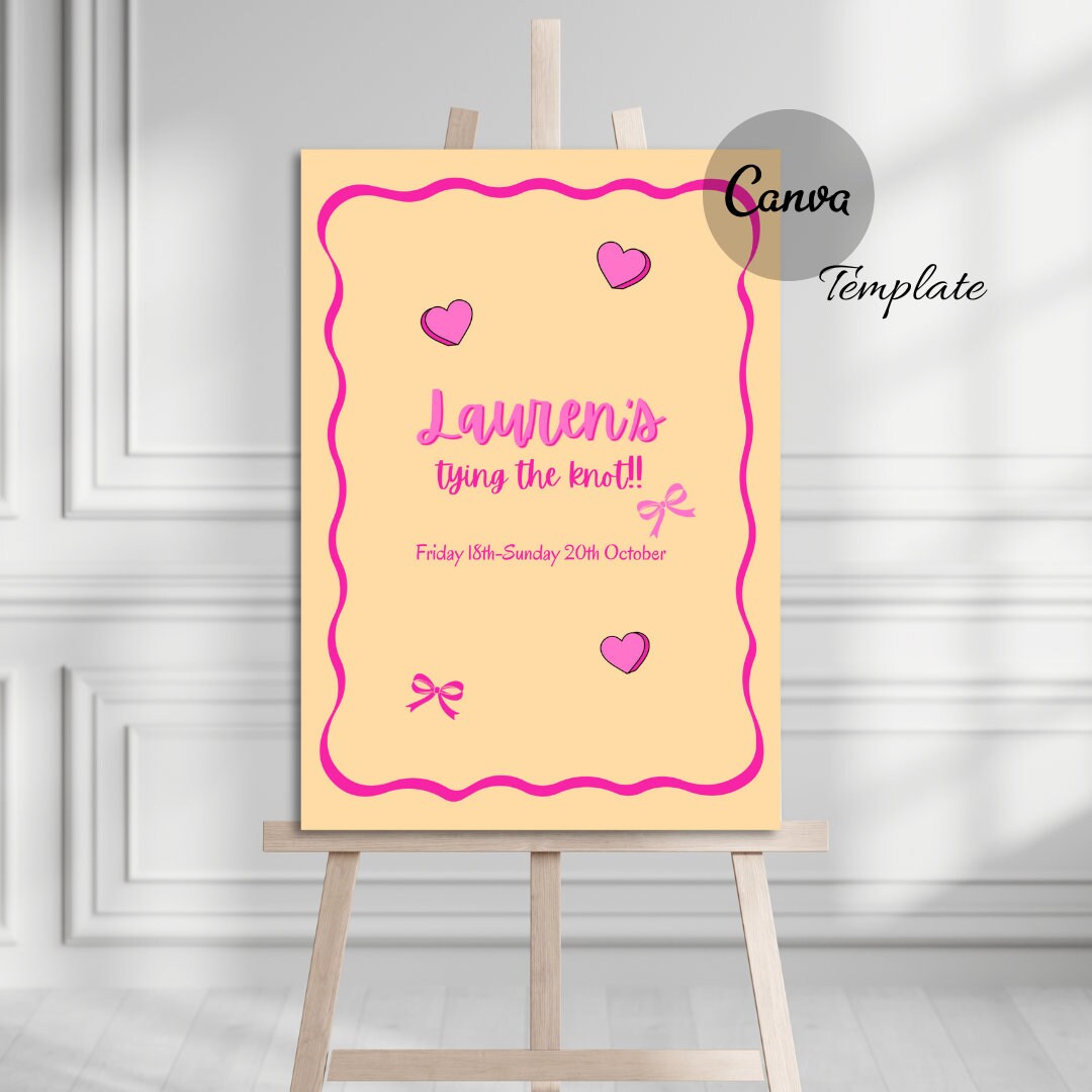 DIY Canva Hens Welcome Sign Template Tying the Knot Welcome Poster ...