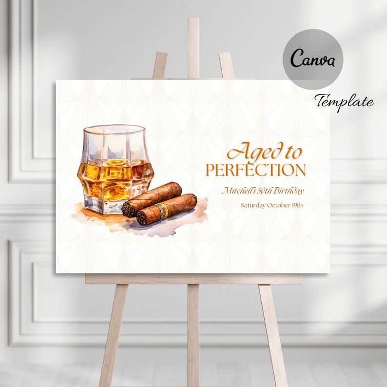 Aged to Perfection Welcome Sign Template DIY Canva Sign Template Drinks ...