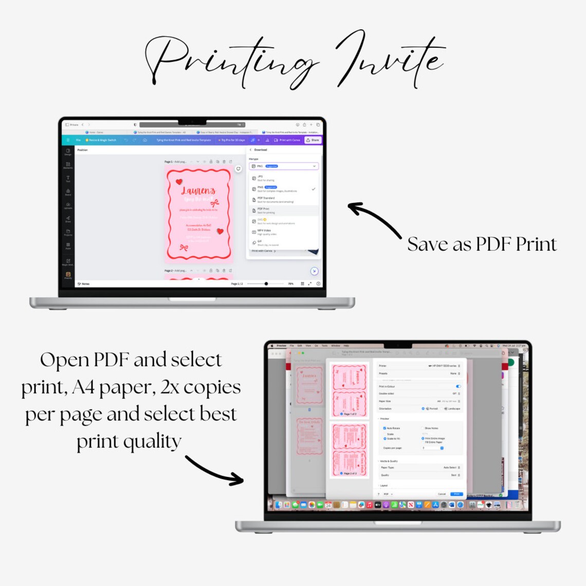 Tying the Knot Invitation Set Template DIY Canva Invitation Template ...