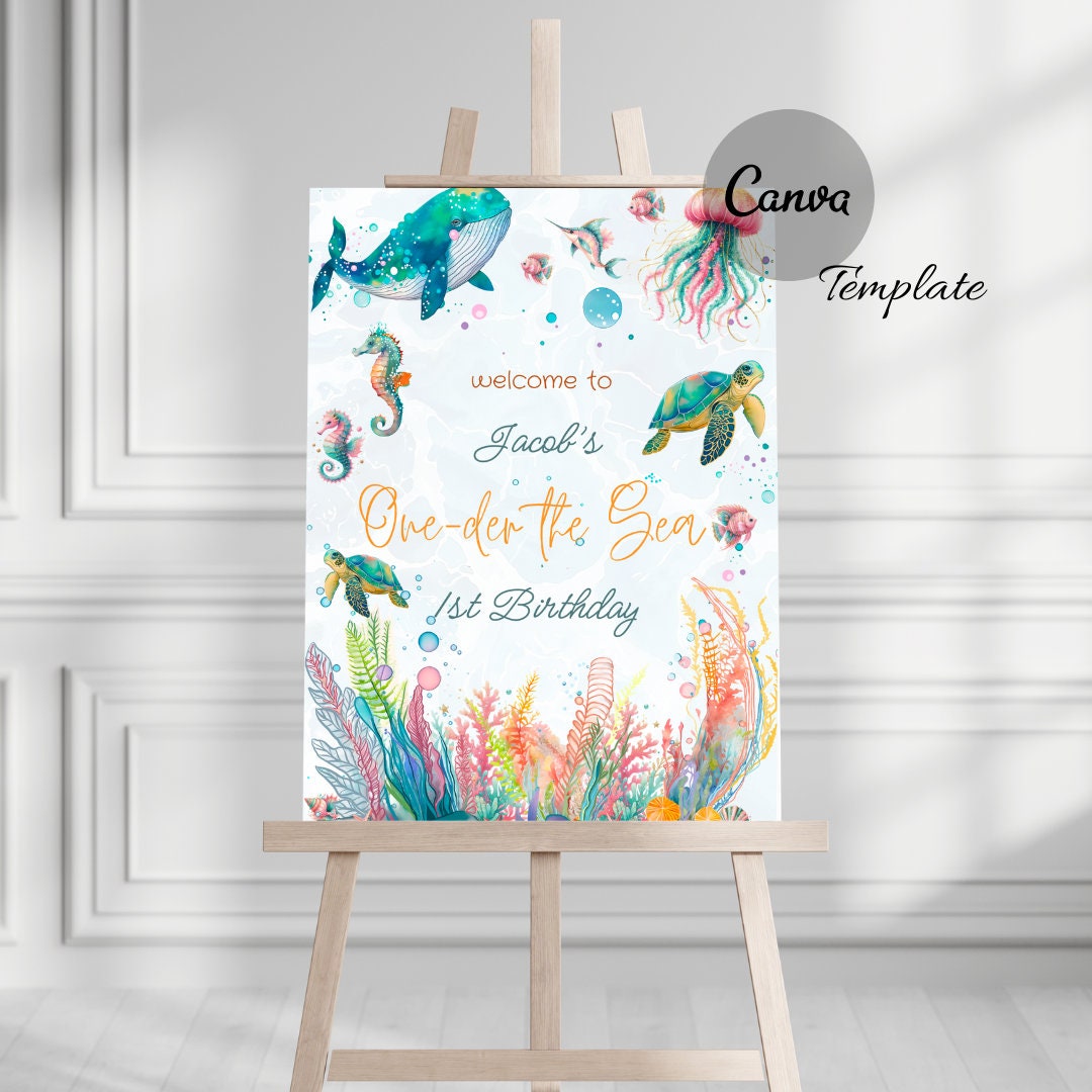 Editable Welcome Sign Template – Under the Sea Party | Instant Download ...