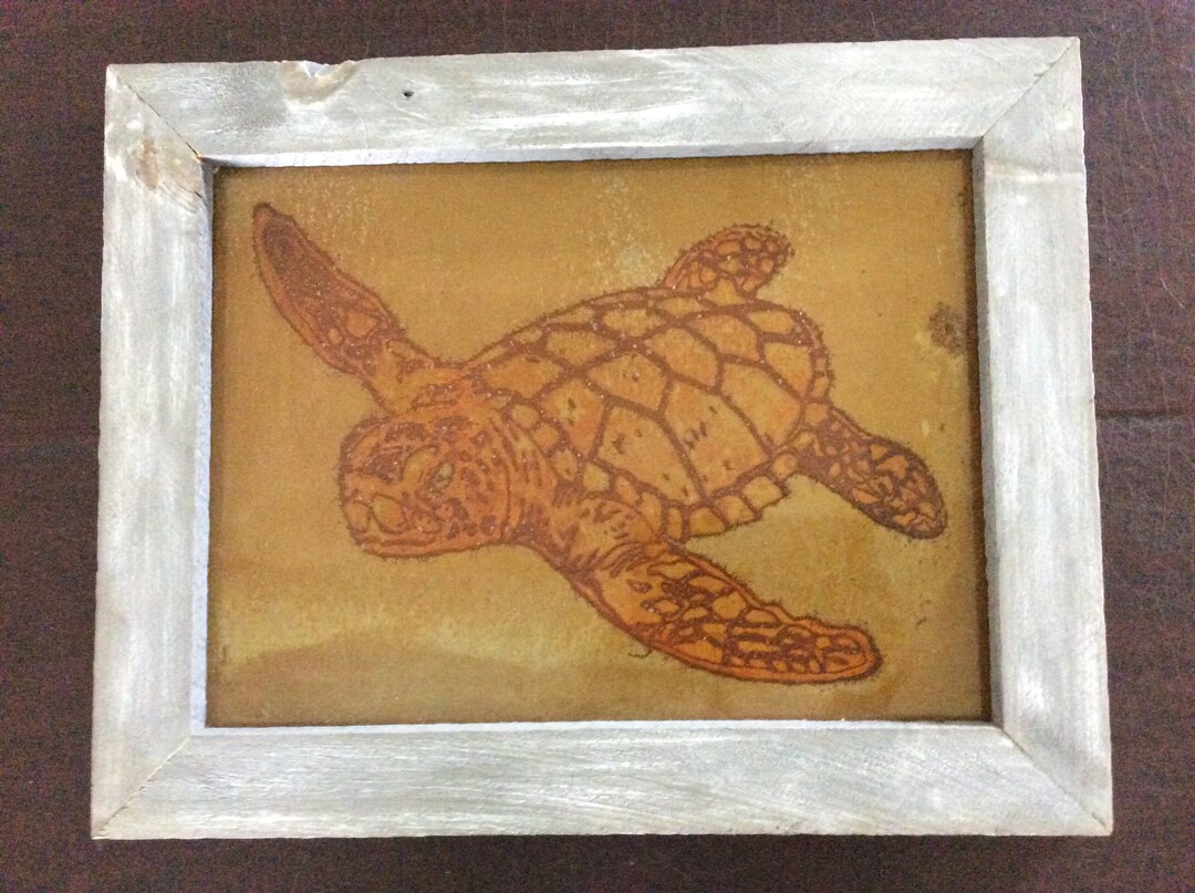 Sea Turtle Picture Rustic Handmade - Etsy
