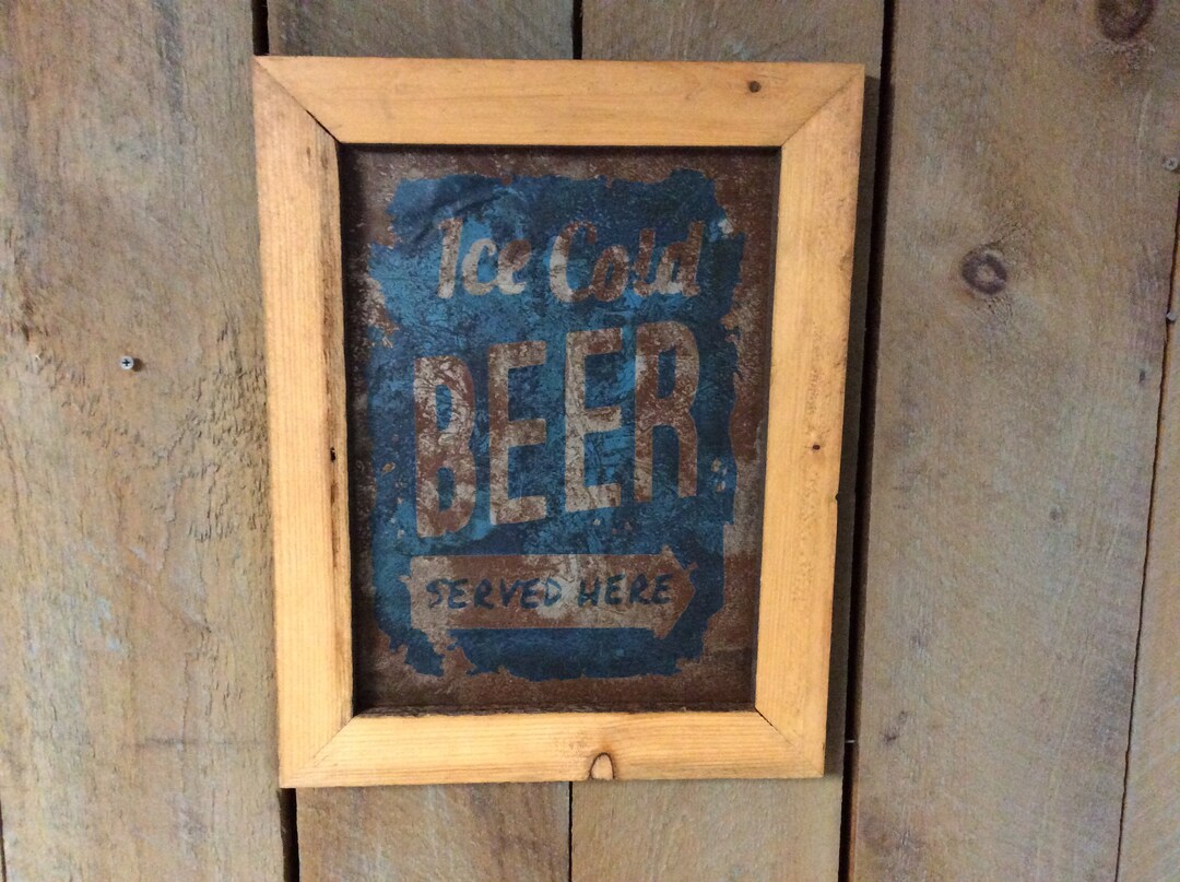 Ice Cold Beer Sign Rustic Handmade - Etsy