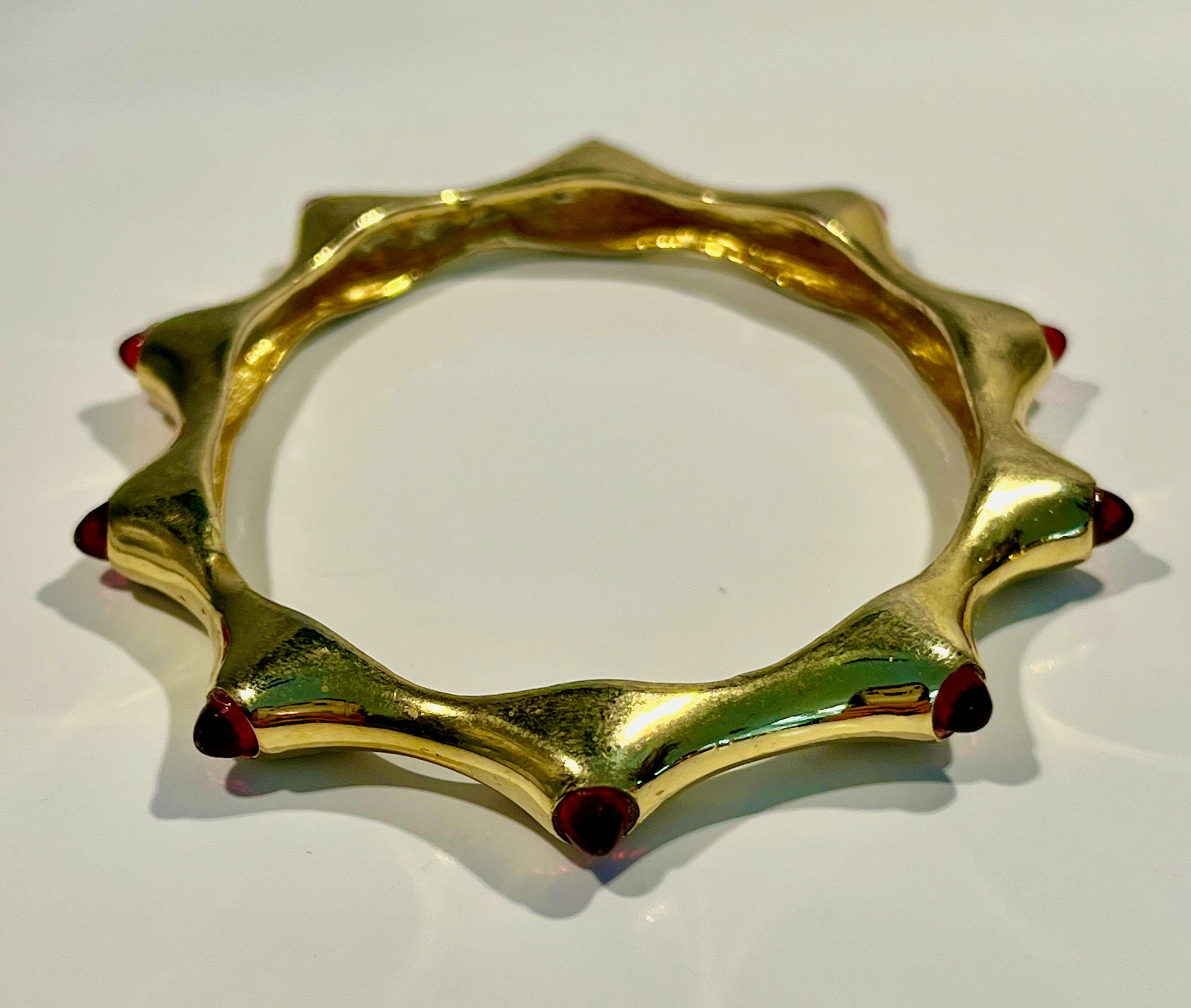 Scallop 14k Gold Plated And"ruby" Bangle Bracelet- F.W. LAMBERT ...