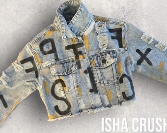 Hand Painted Denim Jacket. Unique and Original Personalized Women's ...