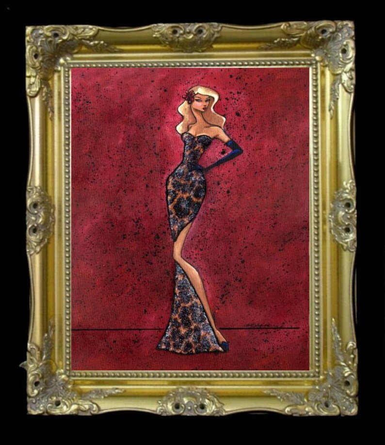 Old Hollywood Glamour Art Print Elegant Woman Colorful Wall | Etsy