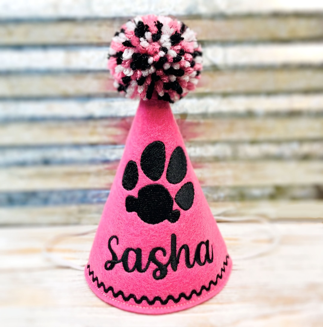 Embroidered Dog Birthday Hat: Personalized Paw Print Pet Party Hat - Etsy
