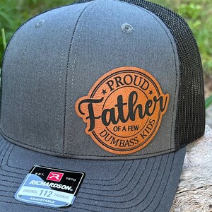 Unique Proud Father Snapback Hat With Engraved Leather Patch - Custom ...