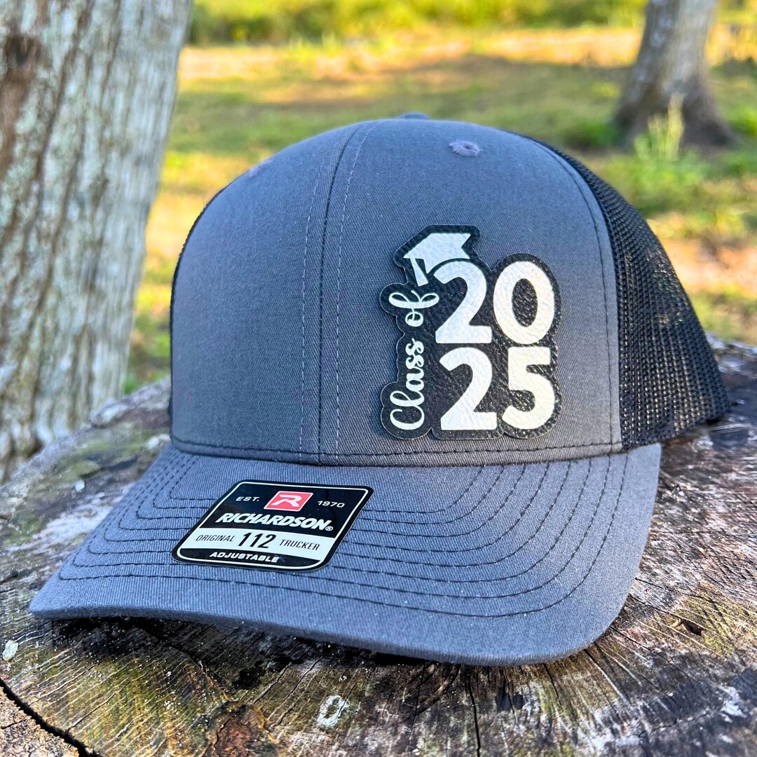 Graduation Hat - Class of 2025 - Seniors - Faux Leather Engraved Patch ...