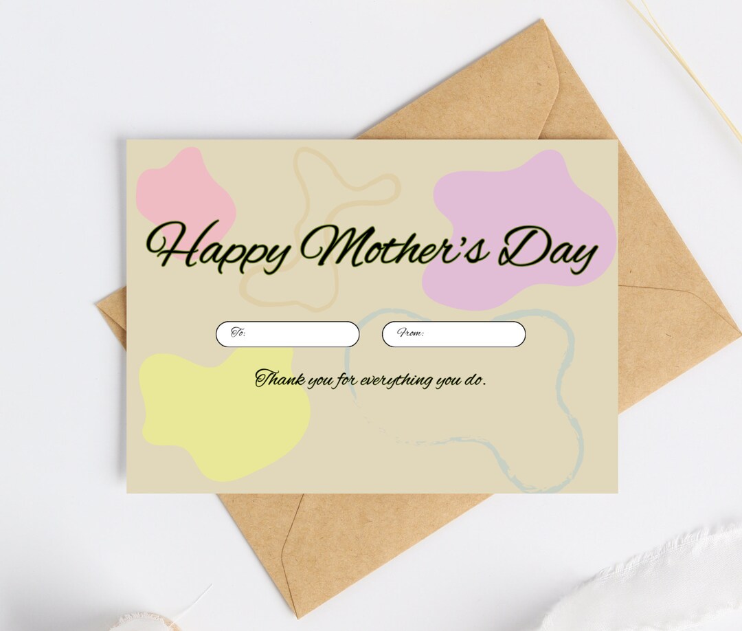 Mother's Day Envelope Gift Idea, Craft, Editable, Present for Mother on ...