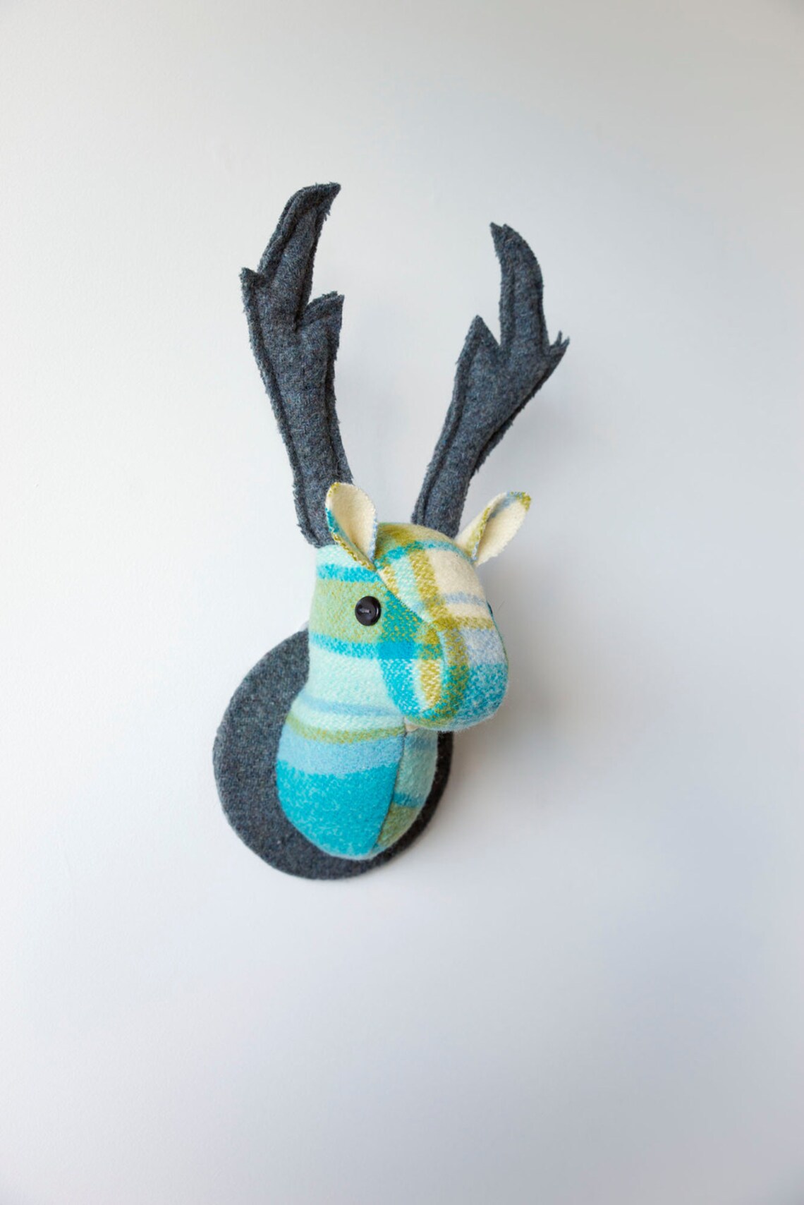 Blue and Green Fabric Deer Head Wall Hanging - Etsy