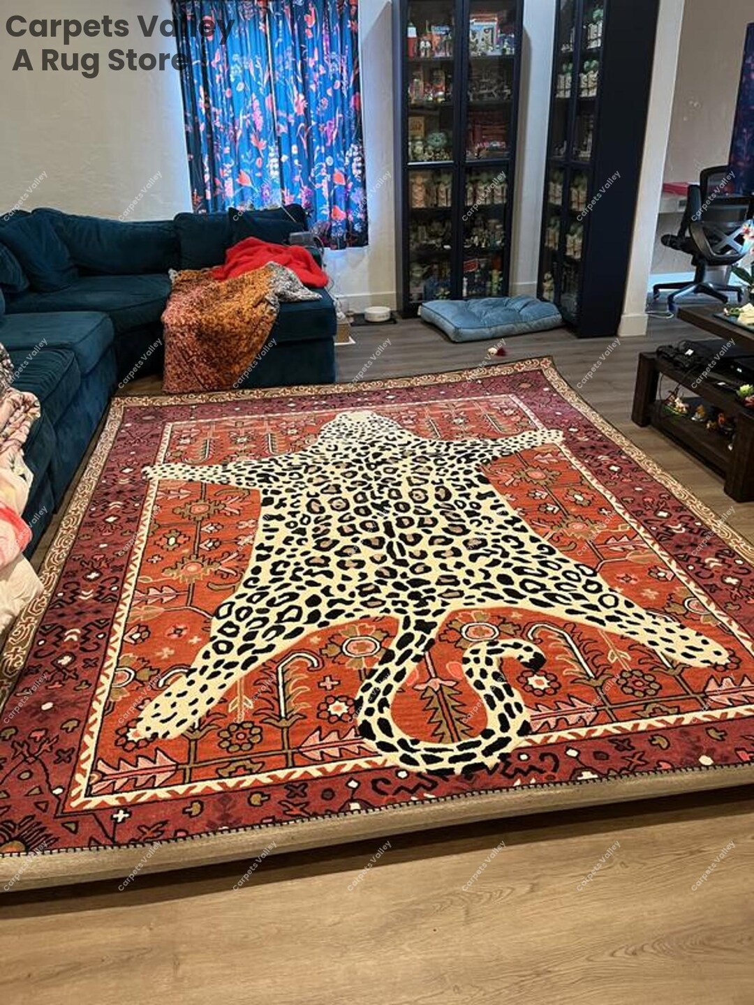 Octavia Leopard Red Hand Tufted Woolen Area Rug 100% Woolen Handmade ...