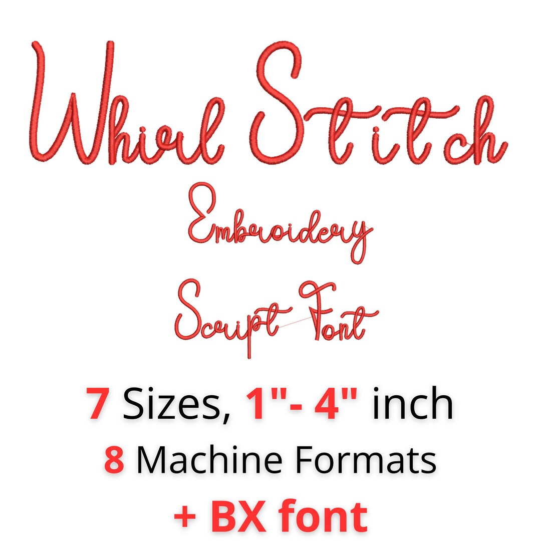 Whirl Stitch Script Embroidery Font • Handwritten Satin Stitch Alphabet ...