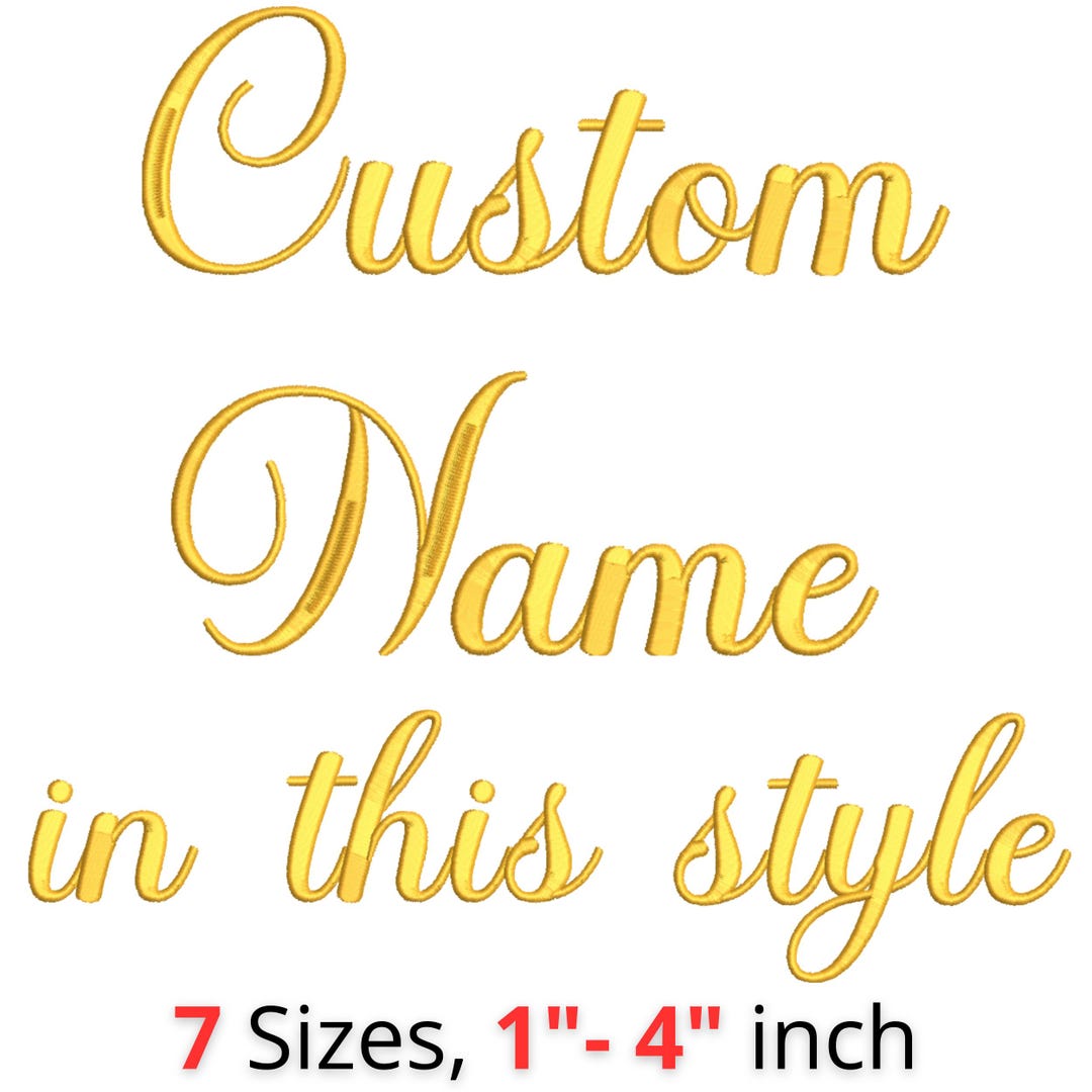 Custom Name Embroidery Design • Cursive Embroidery Font Style ...