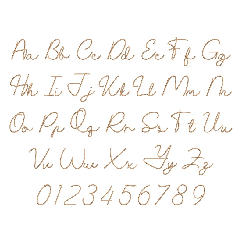 Soft Hand Embroidery Font • Thin Handwritten Script Alphabet • Satin ...