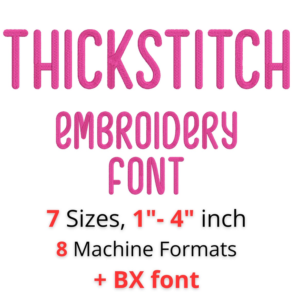 Thickstitch Embroidery Font • Bold Rounded Block Alphabet • Satin ...