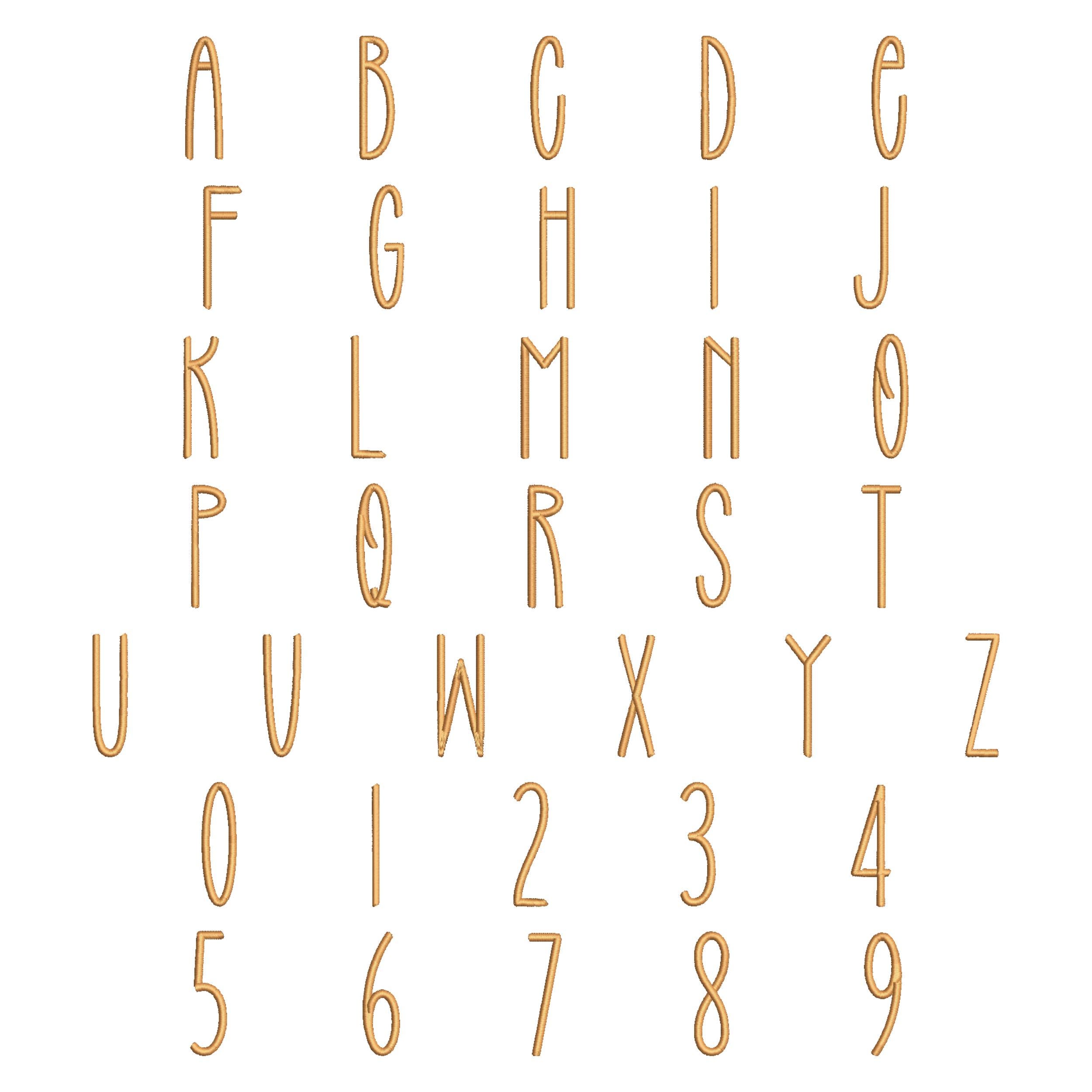 Thintrace Embroidery Font • Tall Skinny Block Alphabet • Satin Stitch ...