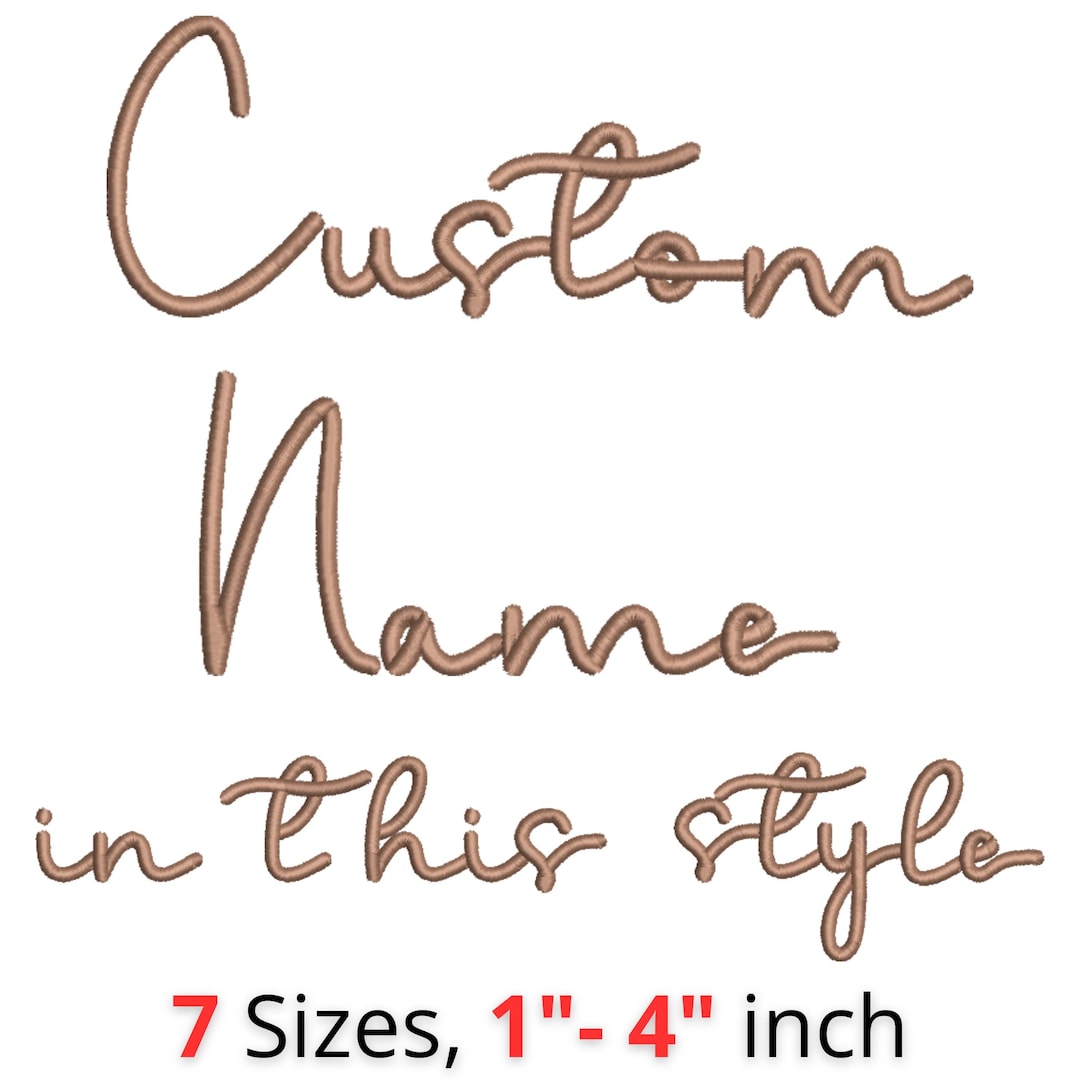 Custom Name Embroidery Design • Chunky Curl Font Style • Personalized ...