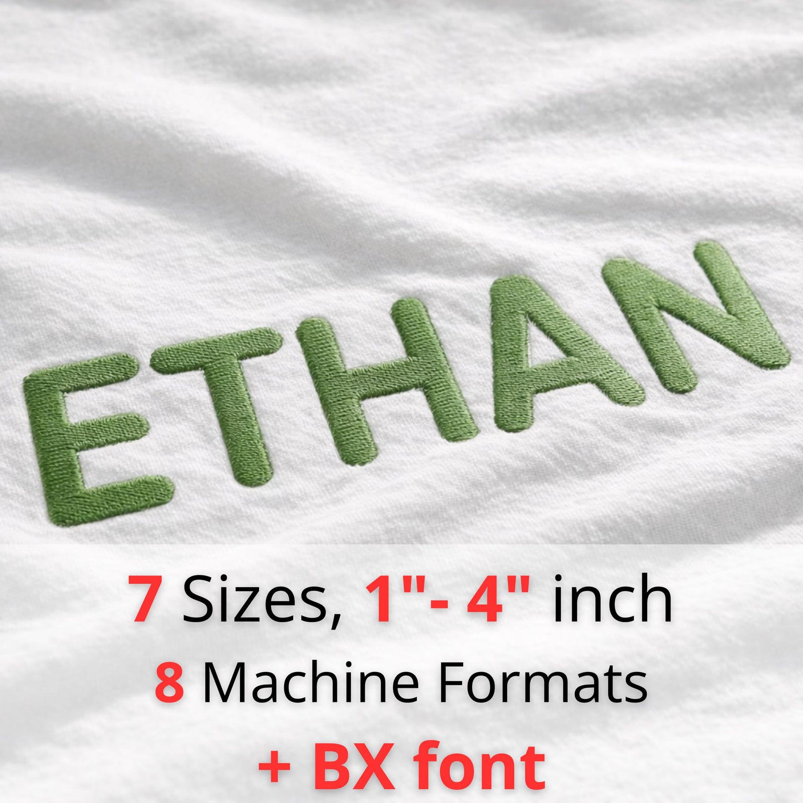 Soft Rounded Embroidery Font | Flat Stitch Alphabet | 7 Sizes 1"-4" | 8 ...