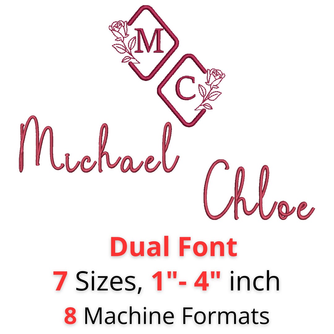 Dual Font Monogram & Script Embroidery Font | Rose Monogram + Script ...