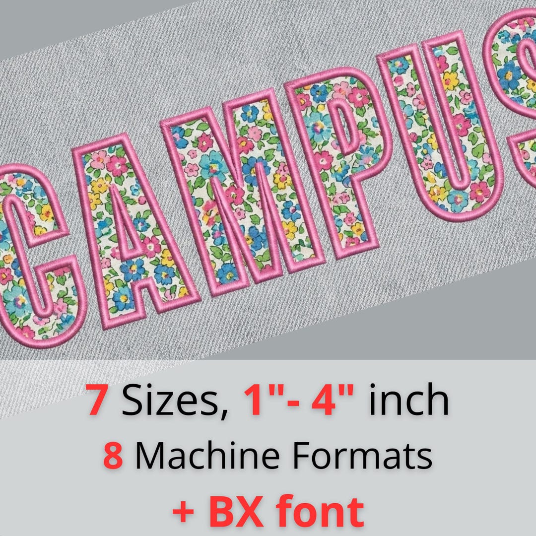 Applique Embroidery Alphabet Font | Satin Border Applique Letters BX ...
