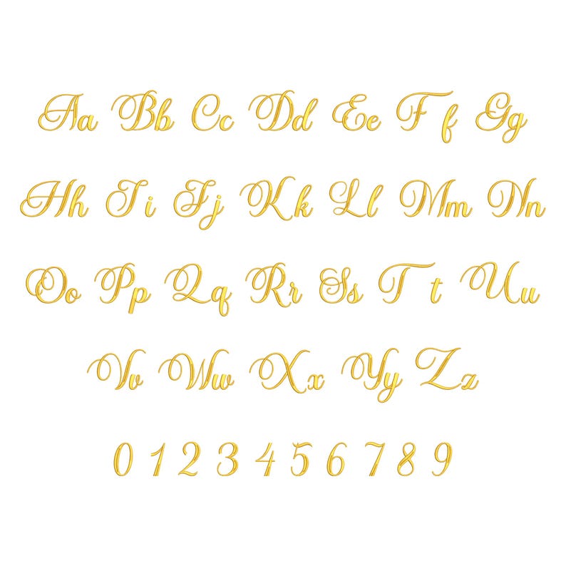 Majestic Cursive Embroidery Font • Elegant Script Alphabet • Satin ...