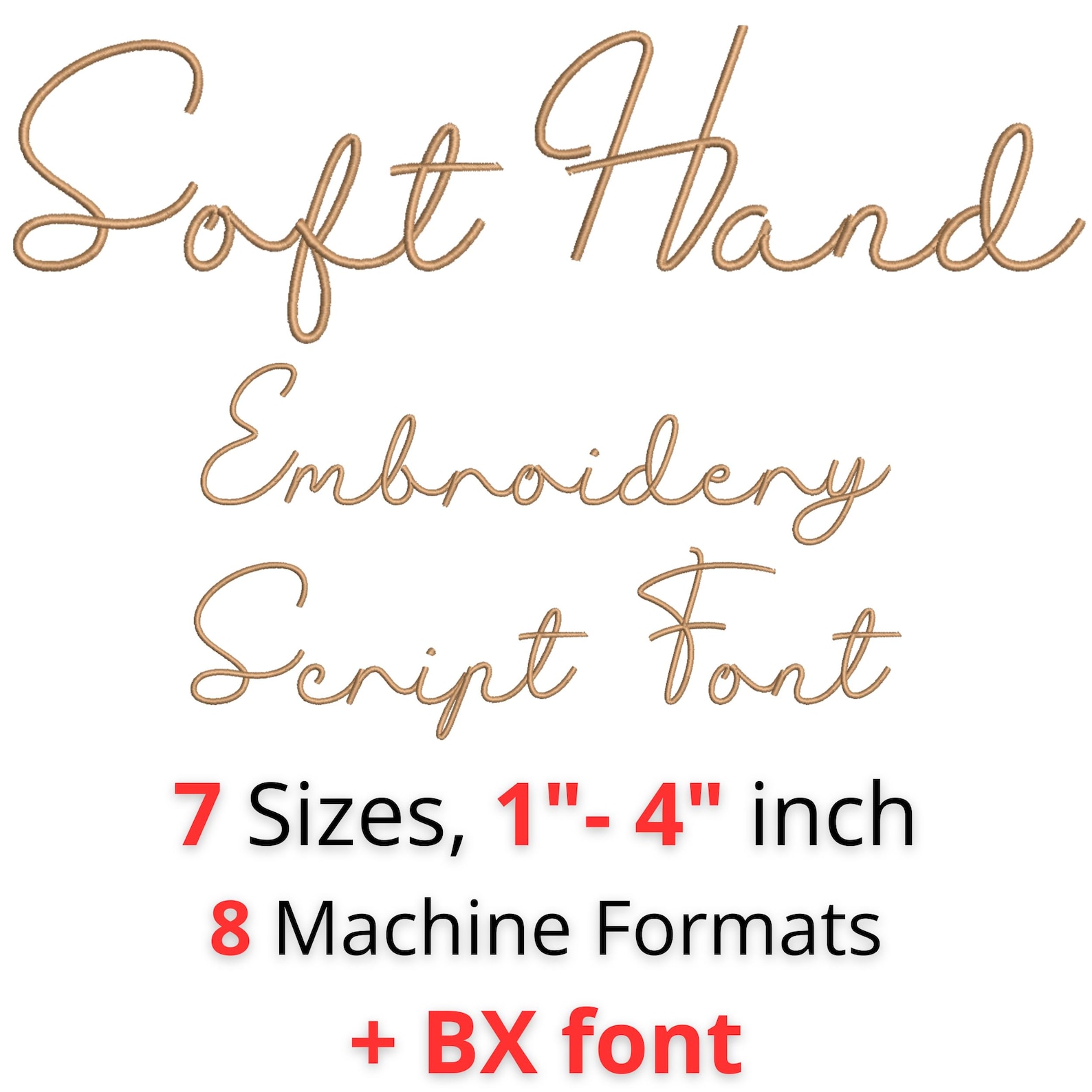 Soft Hand Embroidery Font • Thin Handwritten Script Alphabet • Satin ...
