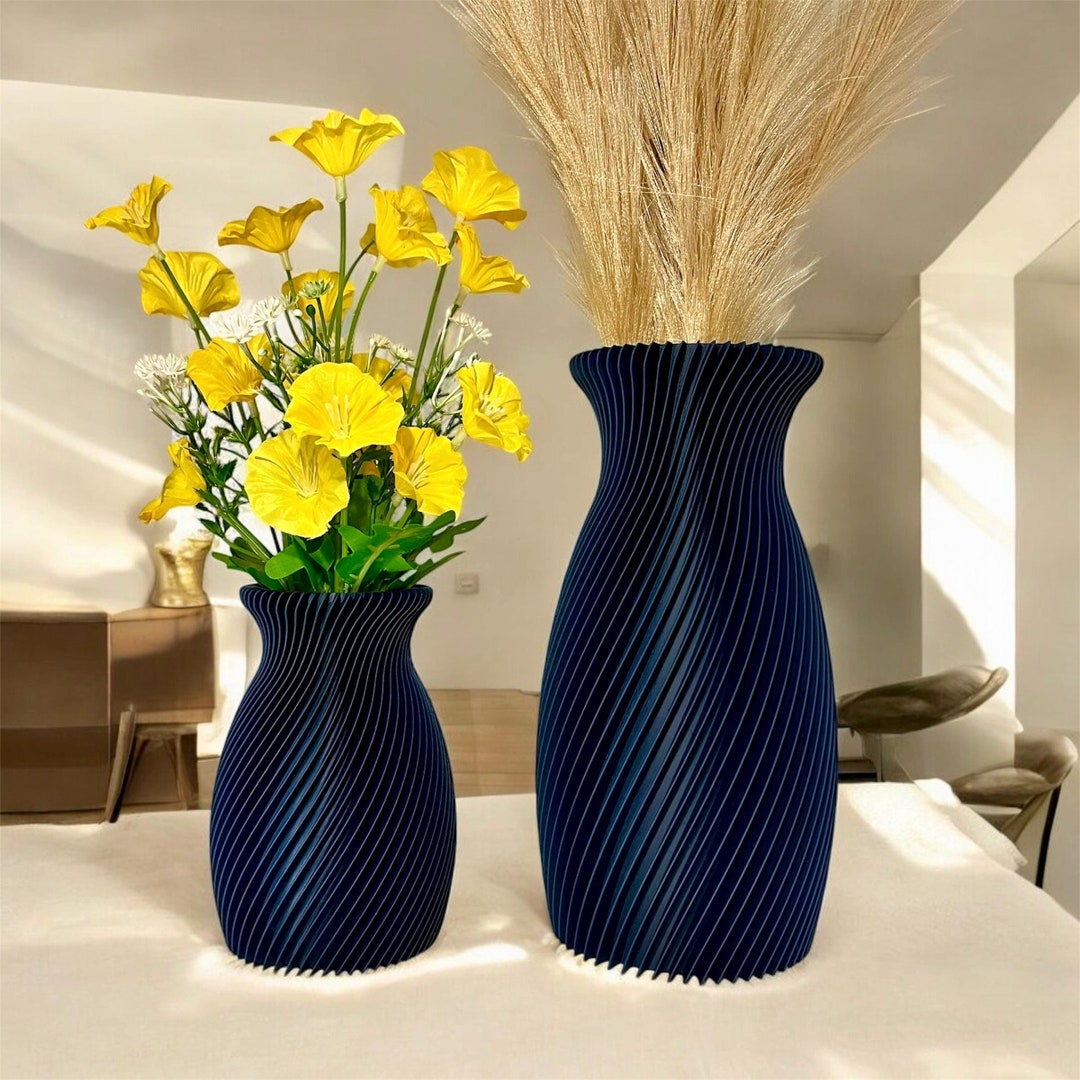 Modern Decorative Vase 3D Printed With Swirl Design for Faux Flowers ...