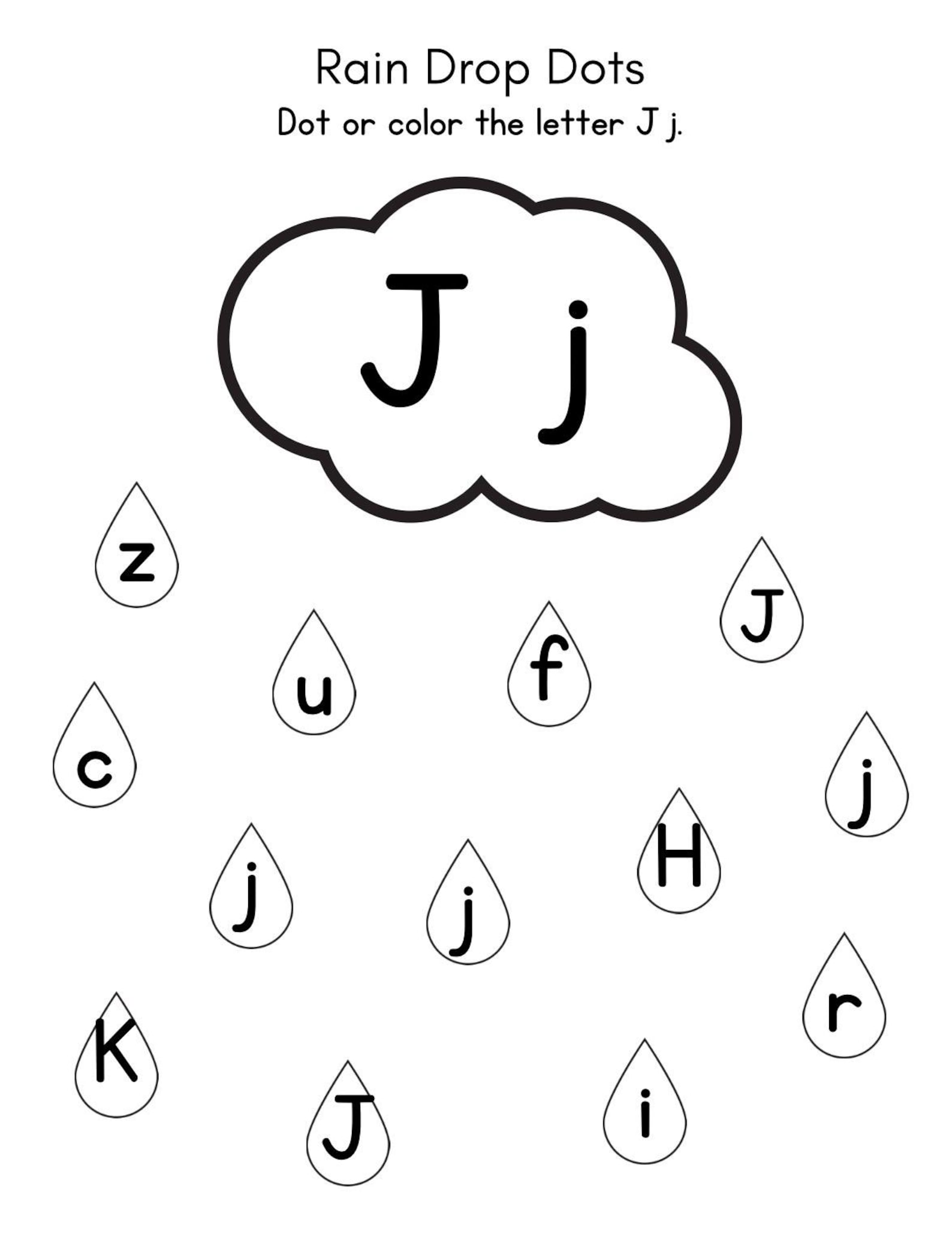 Raindrop Alphabet Coloring Page | Preschool Printable | Learning ...
