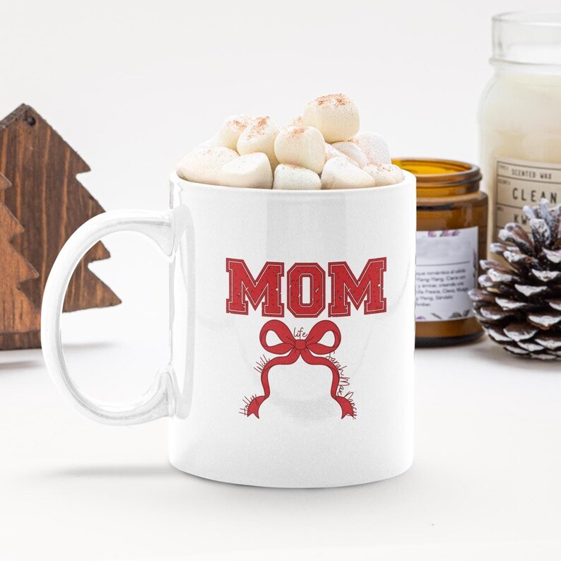 Personalized Christmas Mom Mug, Custom Name, Bow Design - Etsy