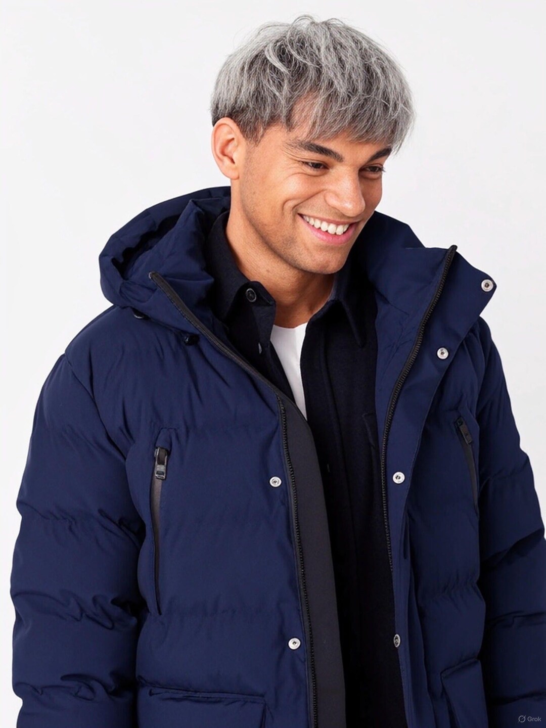 Men’s Long Puffer Jacket | Sky-captain Navy | Custom Handmade in ...