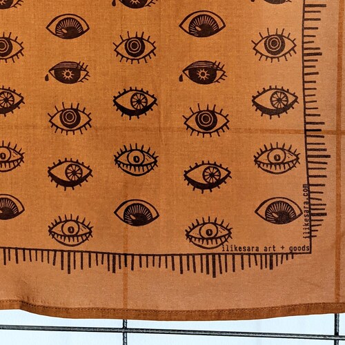 Eyeball Bandana in Red and Chambray | Etsy