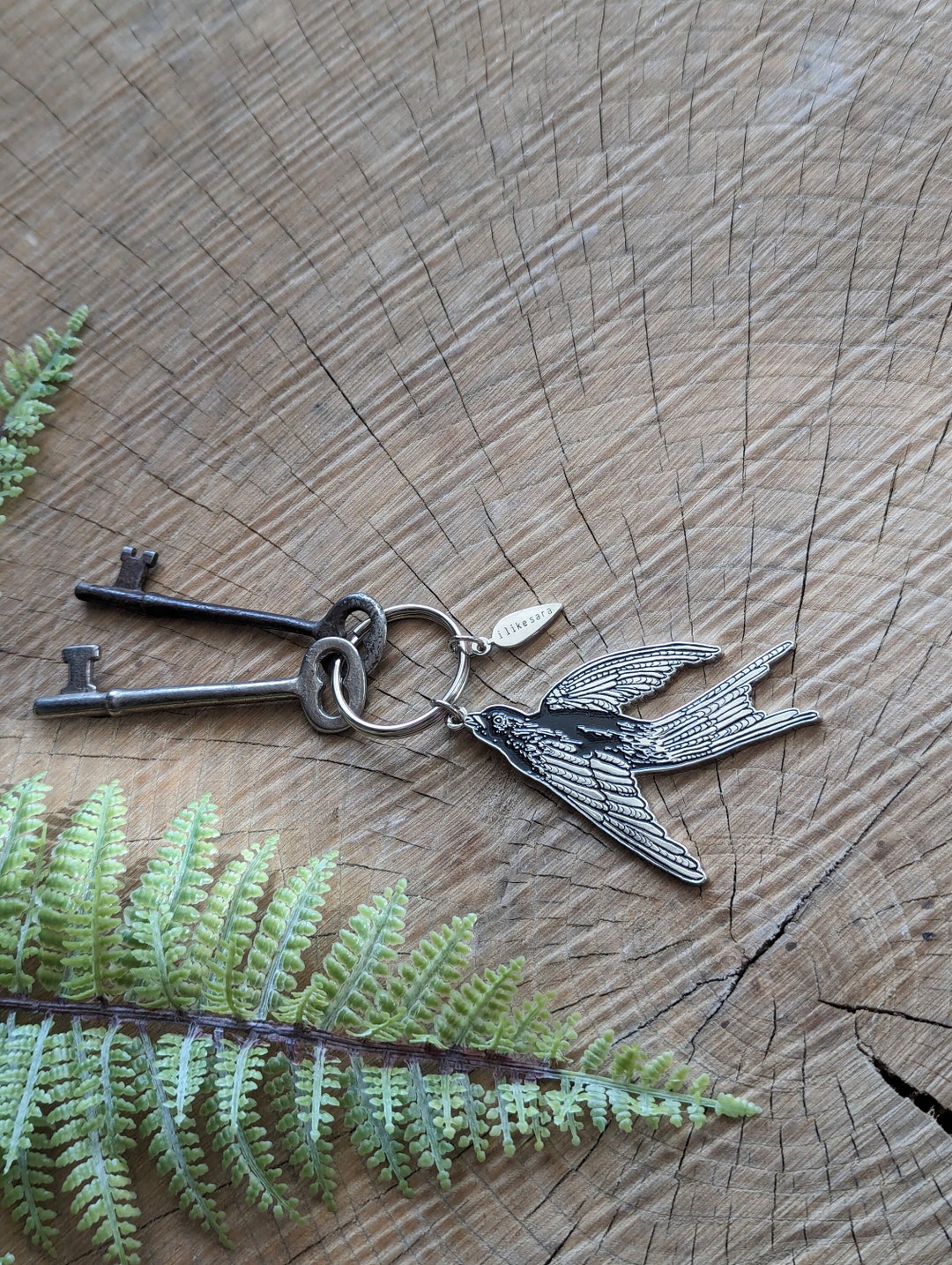 Silver Enamel Bird Keychain: Birder Gift Stocking Stuffer - Etsy