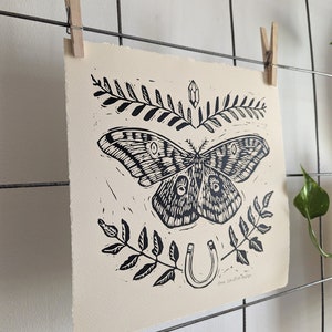 Block Print Moth | Moth Print | Moth Blockprint | Moth Linocut | Moth ...