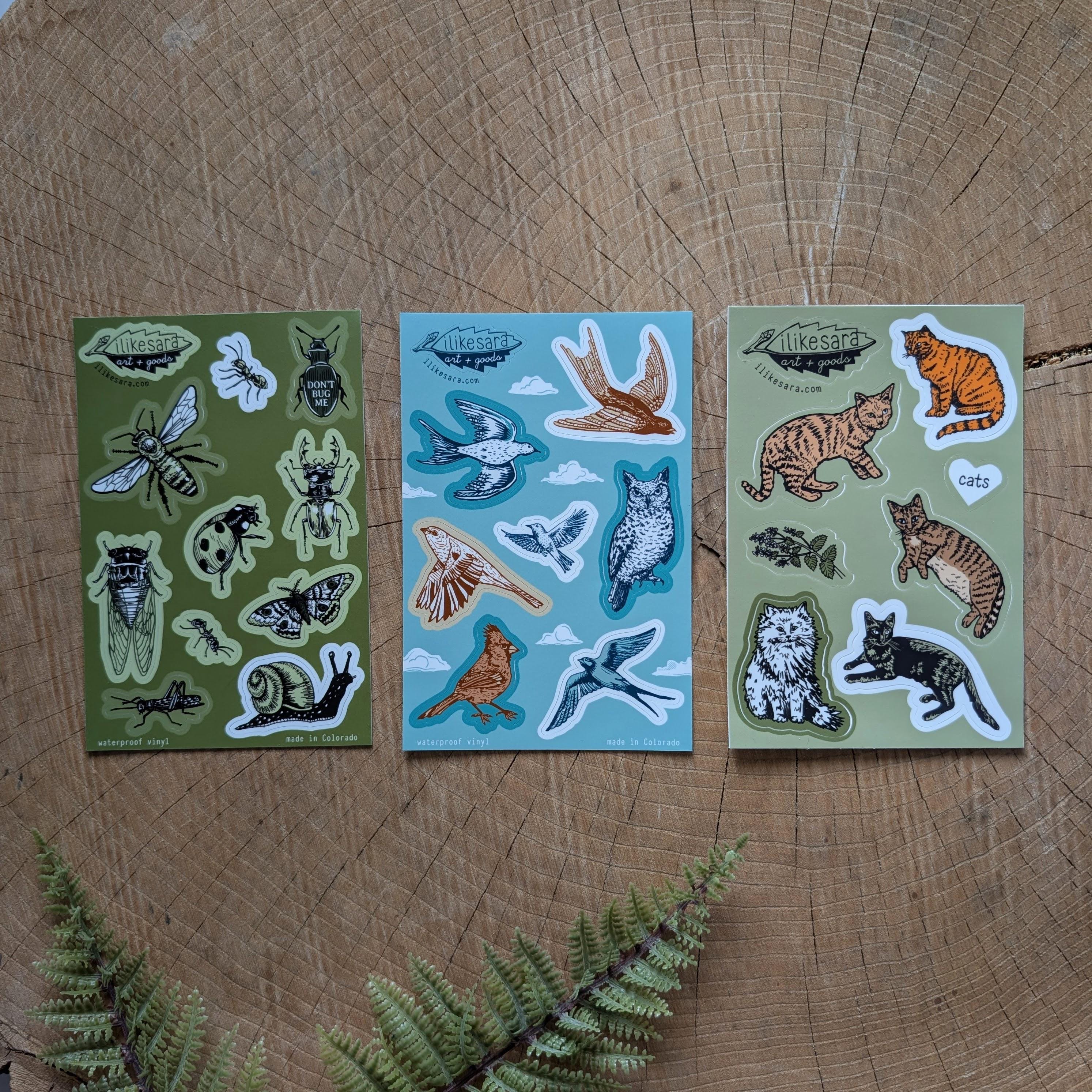 Insect Sticker Sheet : Vinyl Waterproof Bug Decal - Bee, Ant, Cicada ...