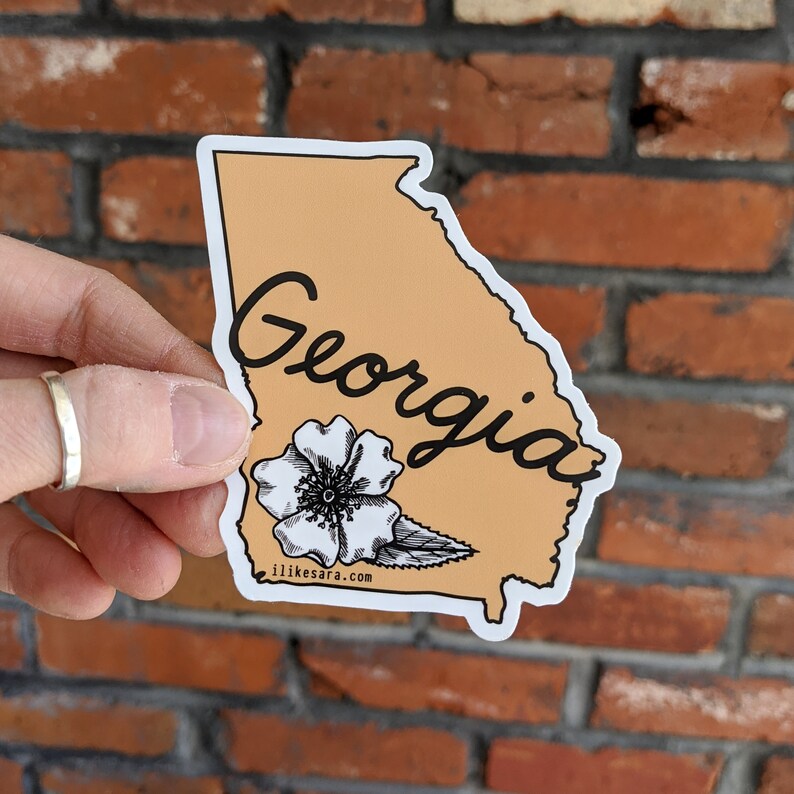 Georgia Sticker Flower Sticker State Sticker Georgia Art - Etsy
